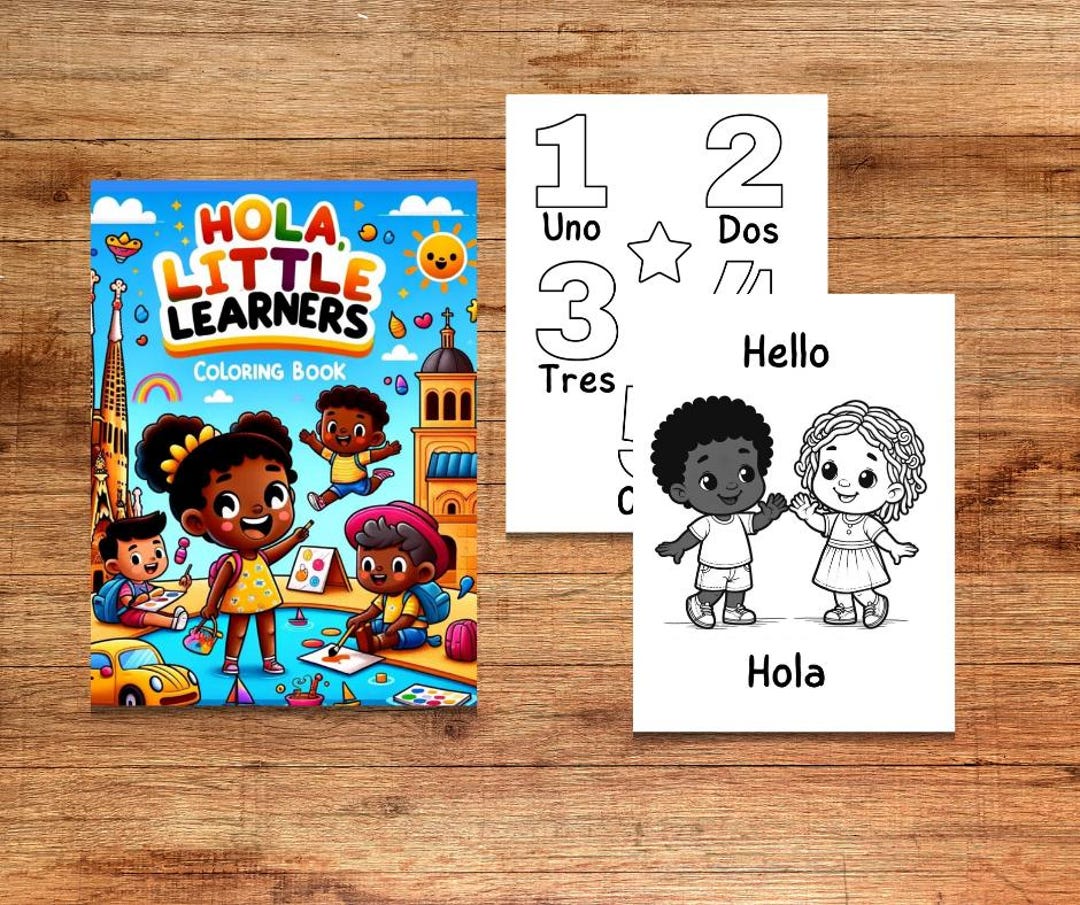 Bilingual English Spanish Coloring Book for Kids (digital Download) - Etsy