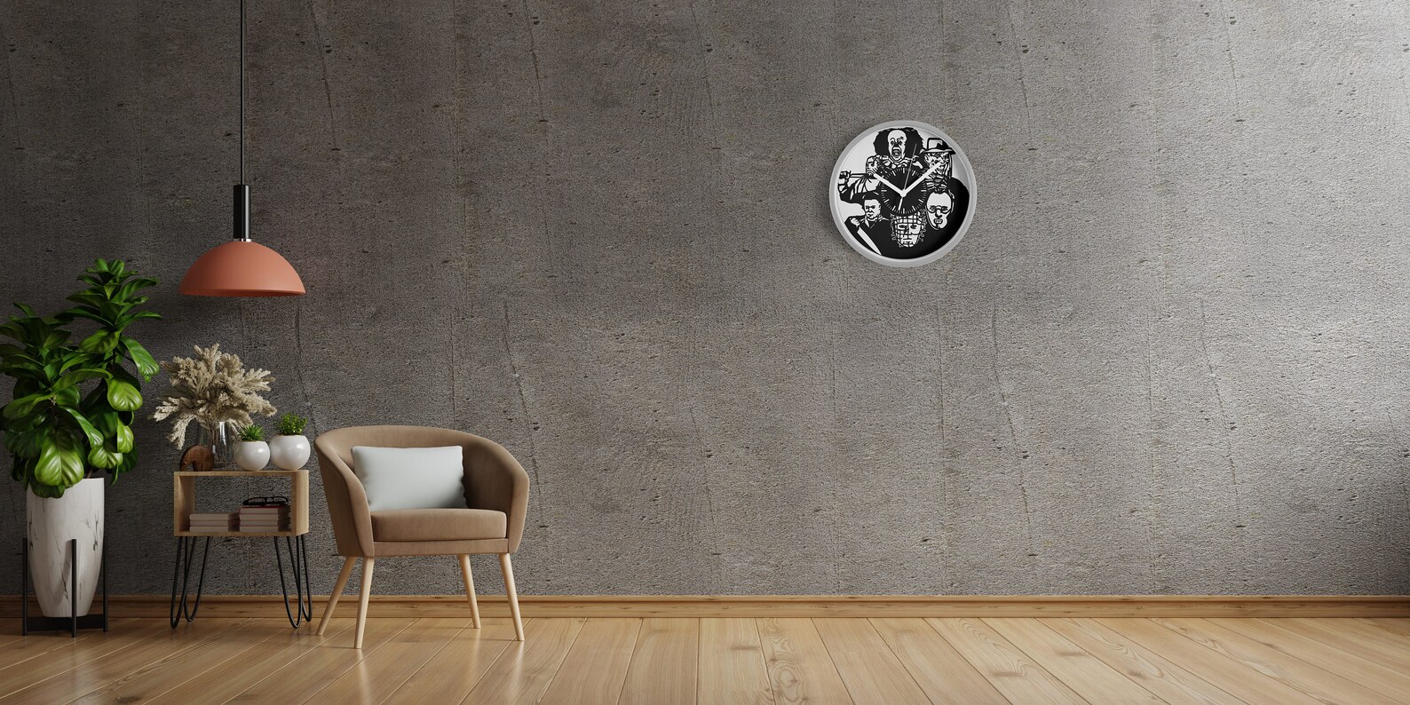 Horror Decor 12 Inch Black Wall Clock Oversized Wall Clock 12 - Etsy
