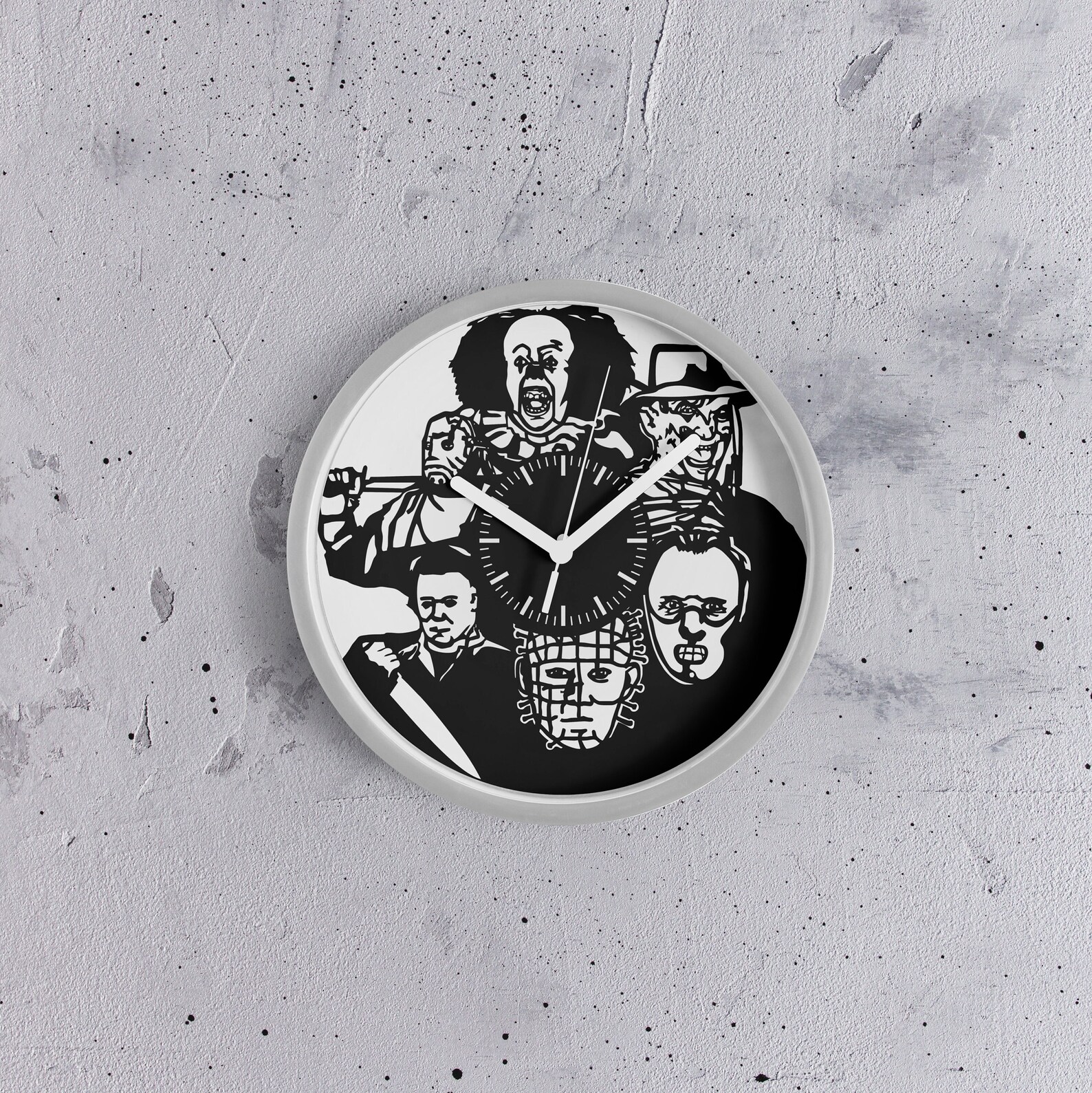 Horror Decor 12 Inch Black Wall Clock Oversized Wall Clock 12 - Etsy