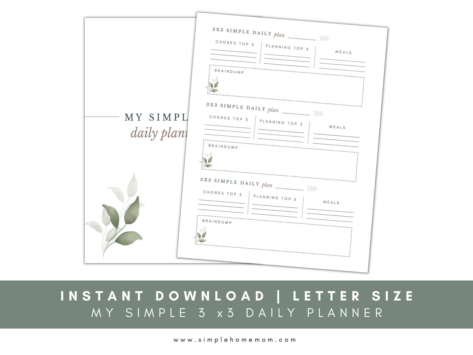 My Simple 3X3 Daily Planner ⪼ Downloadable & Printable Letter Size - Etsy