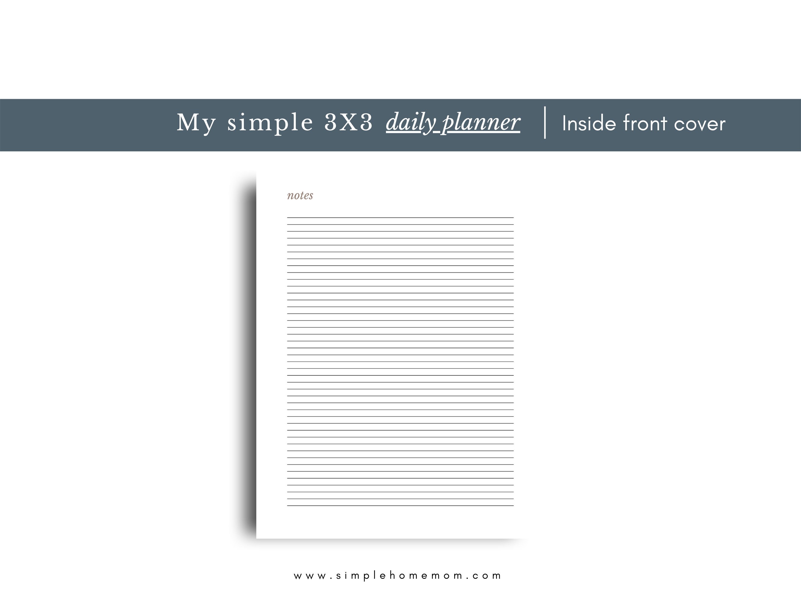 My Simple 3X3 Daily Planner Downloadable & Printable Letter Size - Etsy