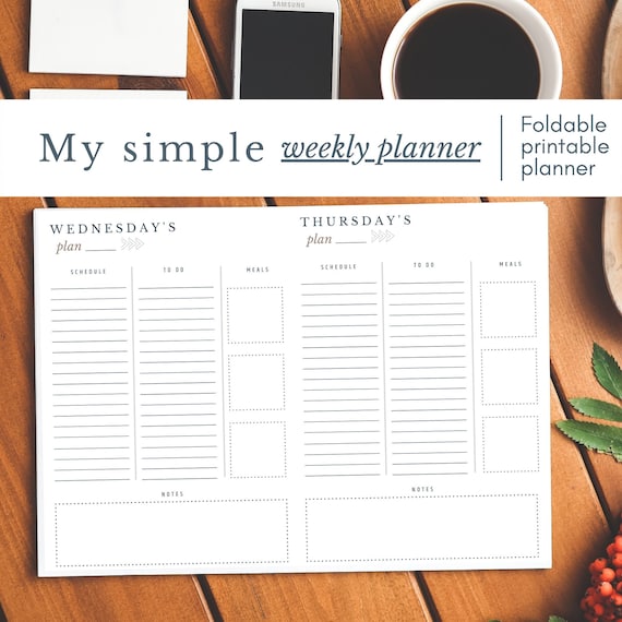 My Simple Weekly Planner Downloadable & Printable Foldable - Etsy