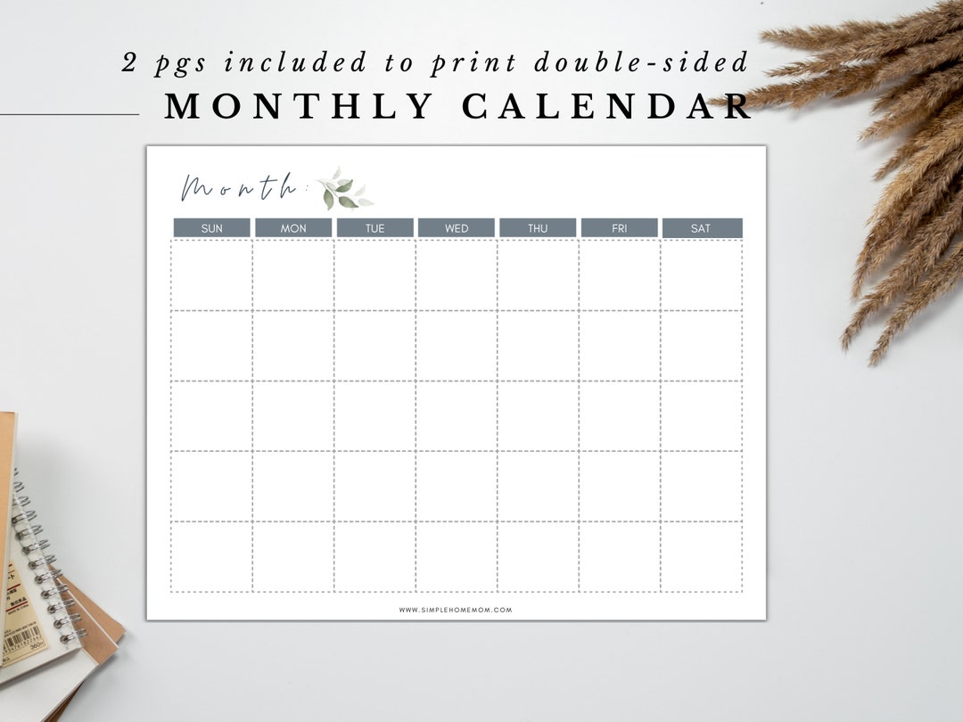 My Simple Monthly Calendar Downloadable & Printable Letter Size - Etsy