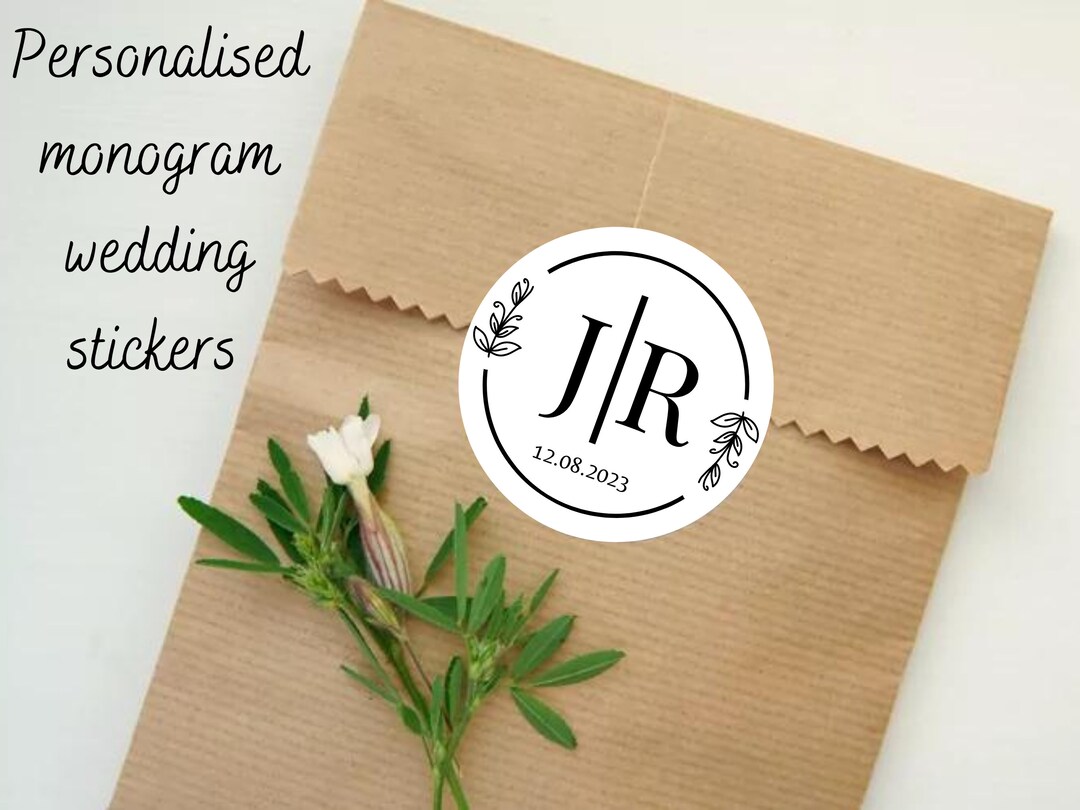 Personalised Monogram Wedding Stickers Modern & Minimalist Style - Etsy
