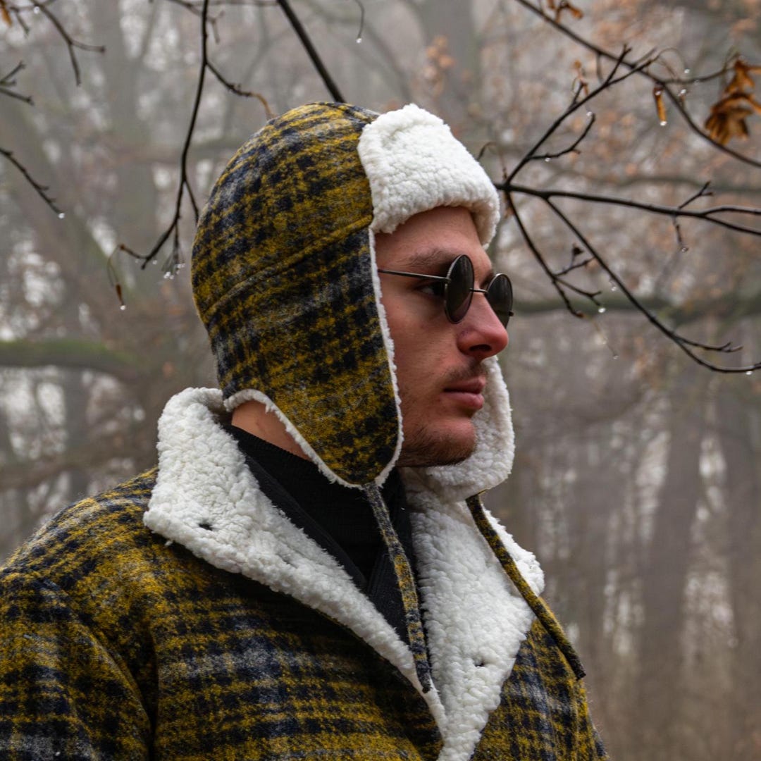 Wool Aviator Hat: Unisex Winter Trapper With Faux Fur Earflaps - Etsy