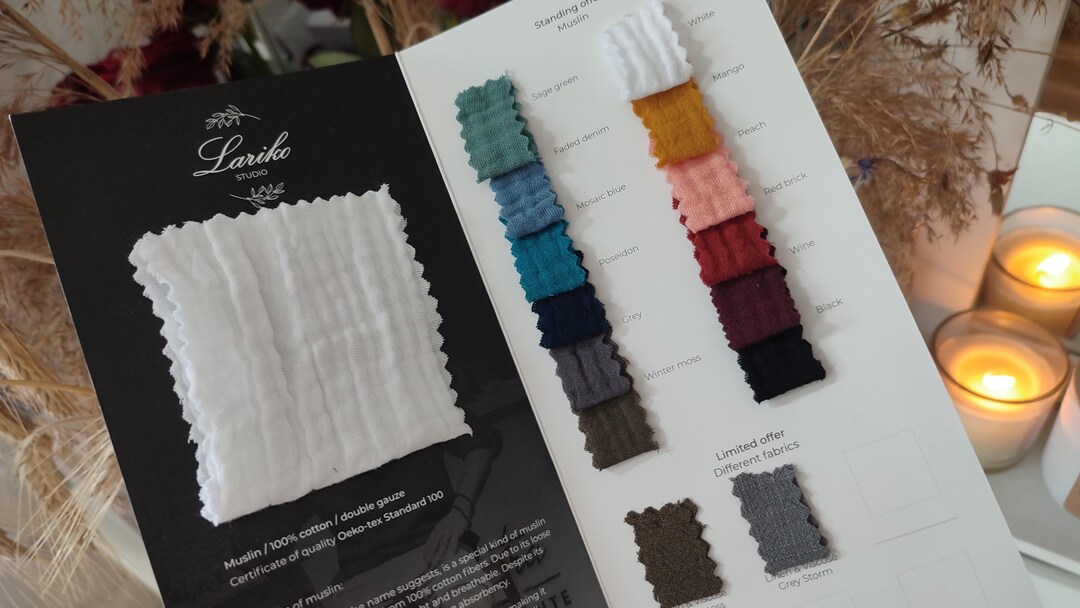 Fabric Samplers, Muslin Piece Samplers, Muslin Color Palette, Shirt and ...