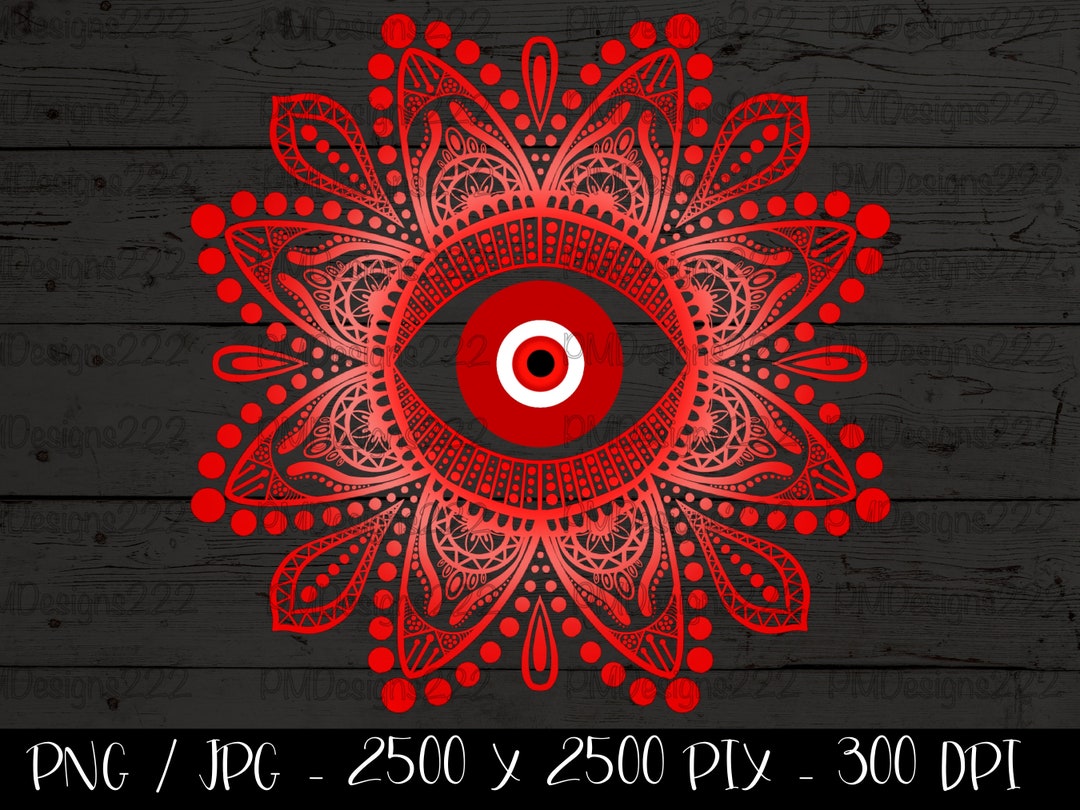 Red Evil Eye Mandala, Evil Eye Wall Art, Empath Protection, Mandala Art ...