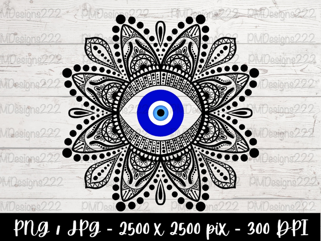 Evil Eye Black Mandala, Evil Eye Wall Art, Empath Protection, Mandala ...