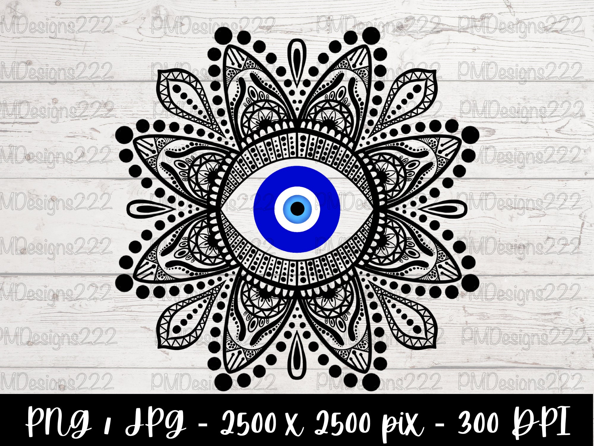 Evil Eye Black Mandala, Evil Eye Wall Art, Empath Protection, Mandala ...