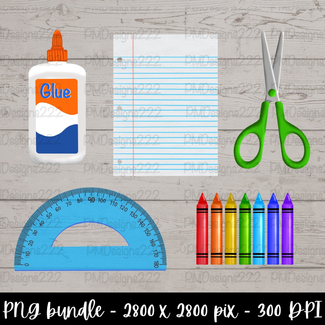 Back to School Clipart, School Supplies Bundle - PNG Files - Printable ...
