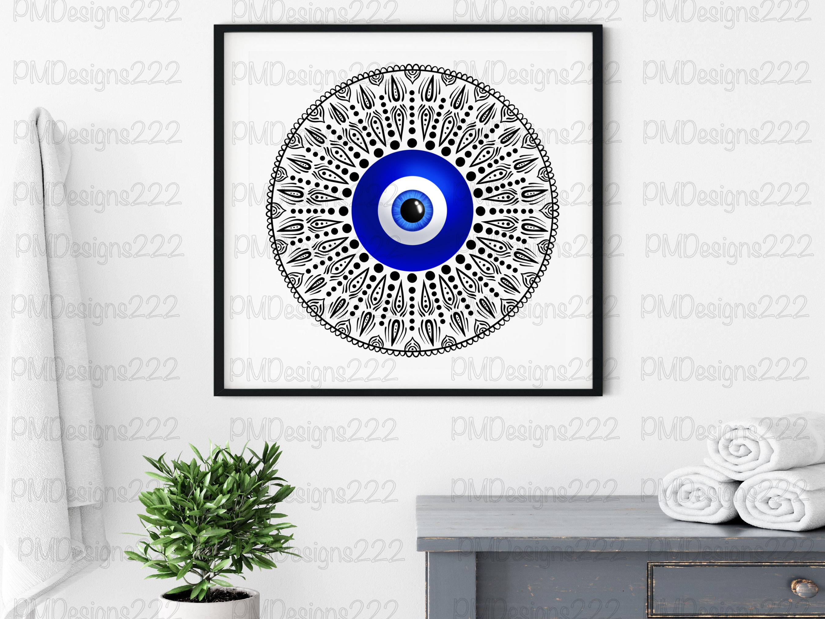 Black Evil Eye Mandala Png, Evil Eye Wall Art, Empath Protection ...