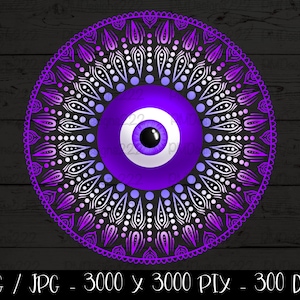 Purple Evil Eye Mandala Png, Evil Eye Wall Art, Empath Protection ...