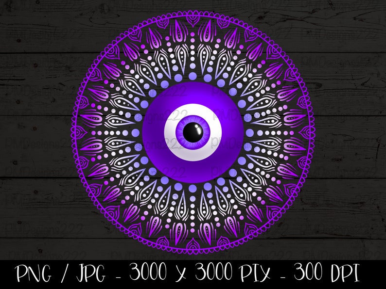 Purple Evil Eye Mandala Png, Evil Eye Wall Art, Empath Protection ...