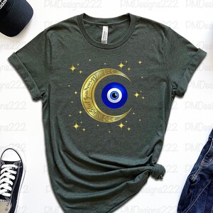 Evil Eye Gold Crescent Moon Png , Evil Eye Wall Art, Empath Protection ...