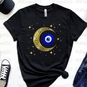 Evil Eye Gold Crescent Moon Png , Evil Eye Wall Art, Empath Protection ...