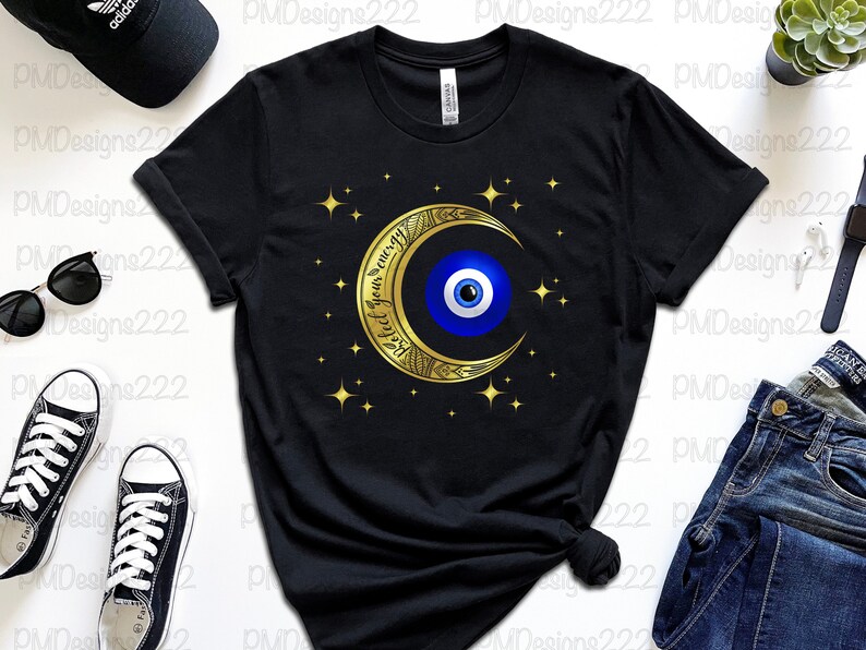 Evil Eye Gold Crescent Moon Png , Evil Eye Wall Art, Empath Protection ...