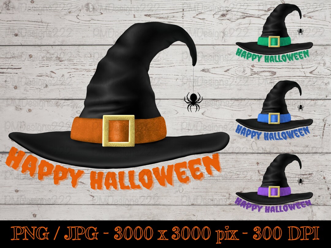 Witch Hat Png, Happy Halloween Png, Witch Hat Clipart Bundle, Halloween ...