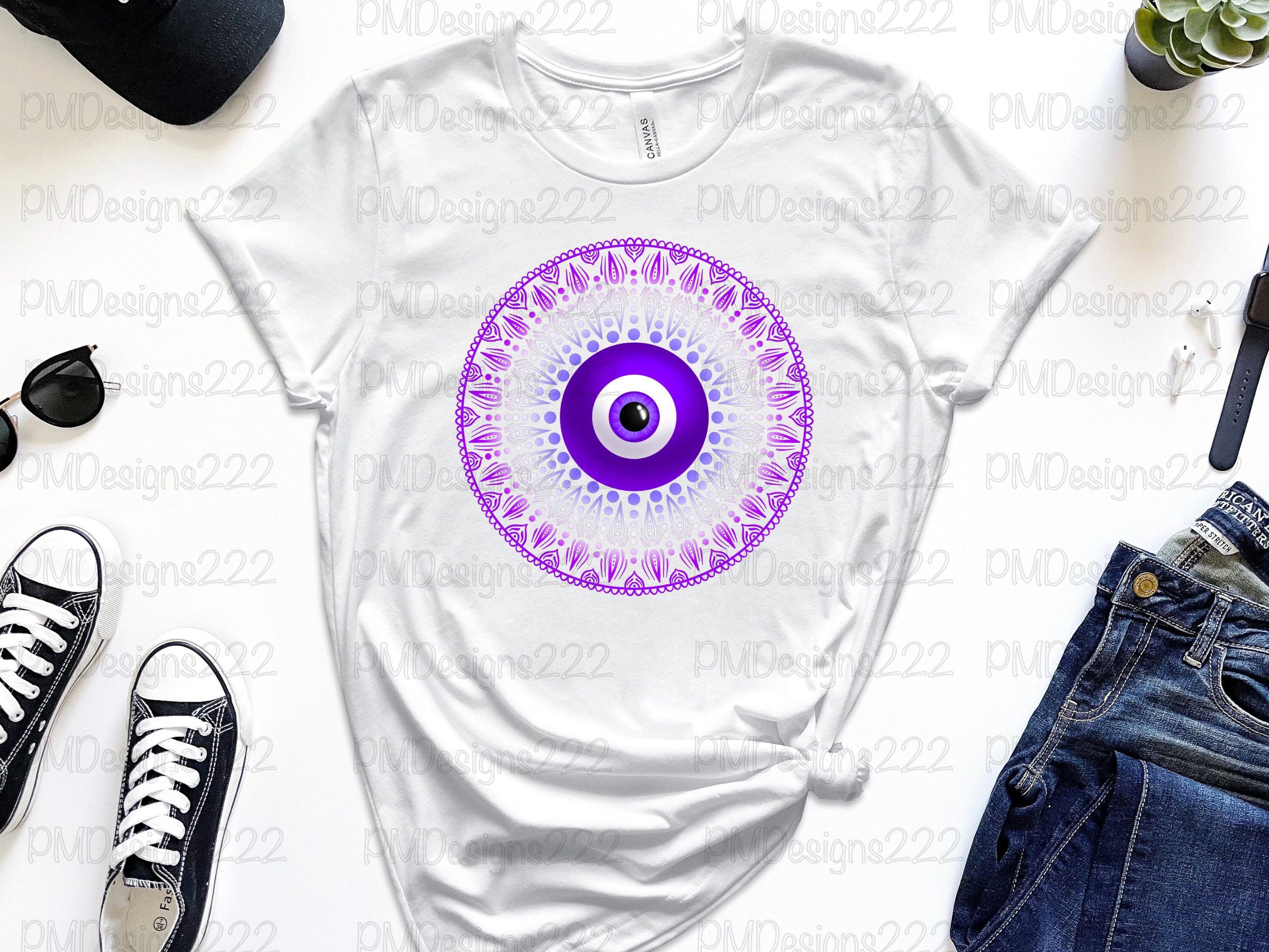 Purple Evil Eye Mandala Png, Evil Eye Wall Art, Empath Protection ...