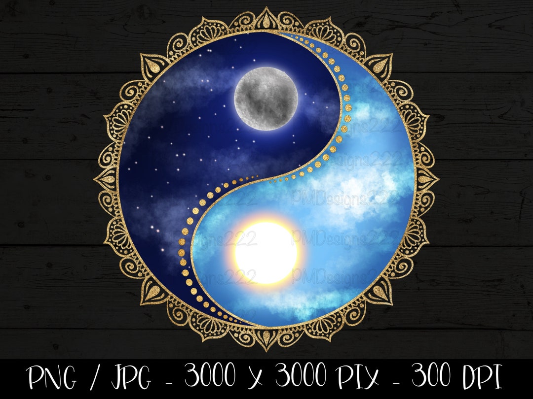 Sun and Moon Yin Yang Png, Celestial Png, Yin Yang Sublimation Graphics ...