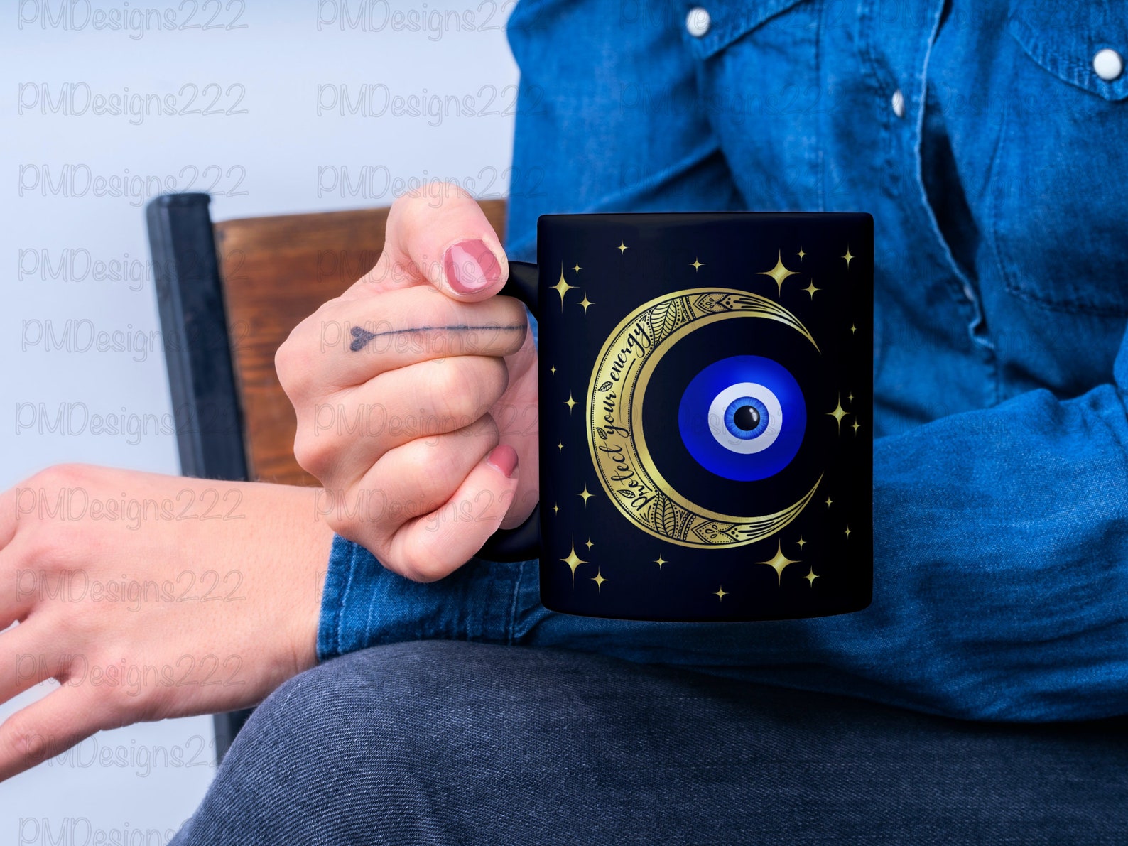 Evil Eye Gold Crescent Moon Png , Evil Eye Wall Art, Empath Protection ...