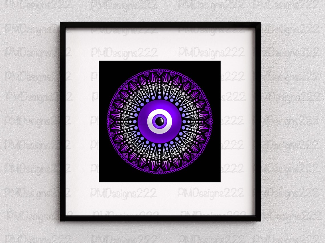 Purple Evil Eye Mandala Png, Evil Eye Wall Art, Empath Protection ...
