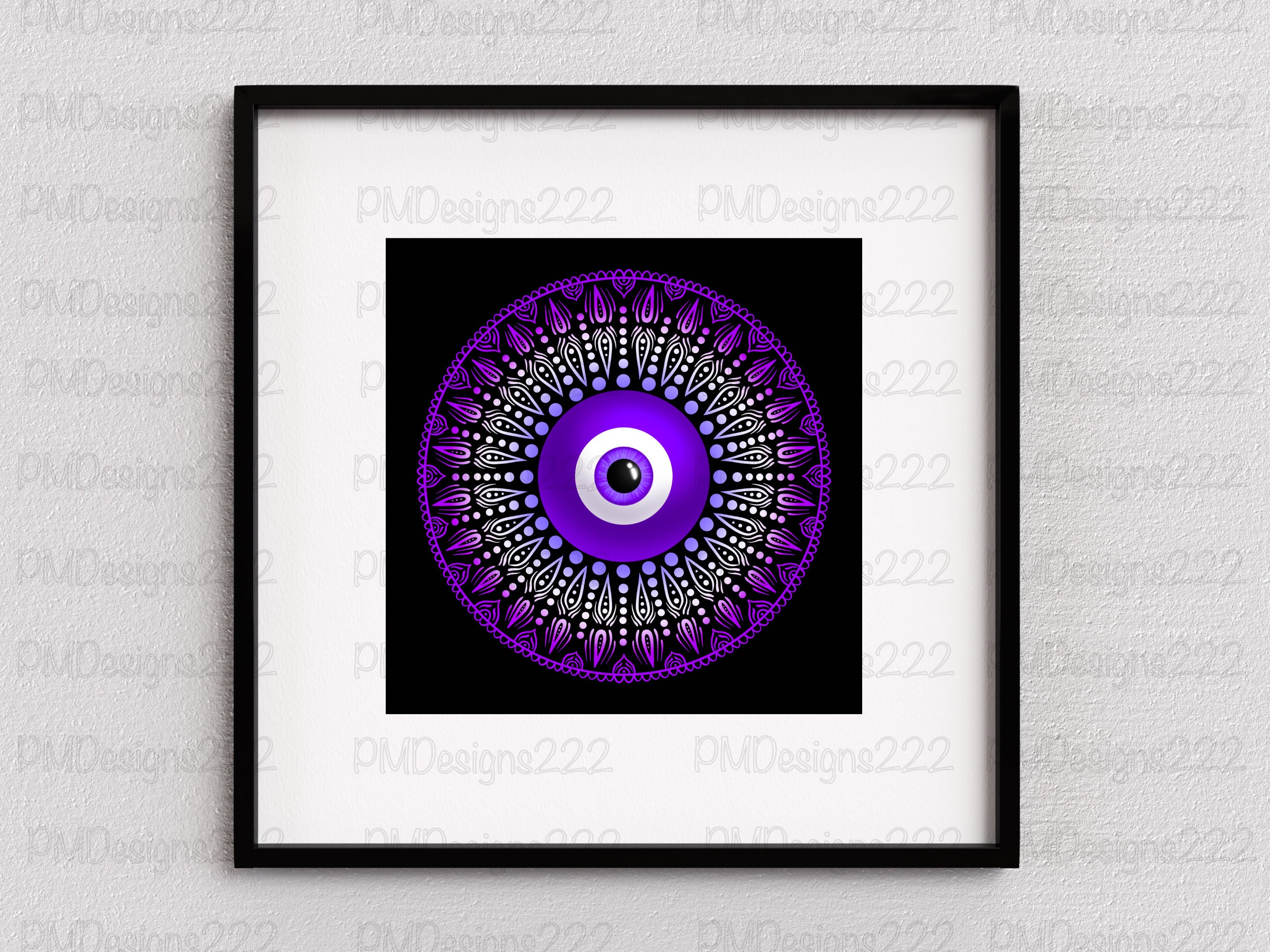Purple Evil Eye Mandala Png, Evil Eye Wall Art, Empath Protection ...