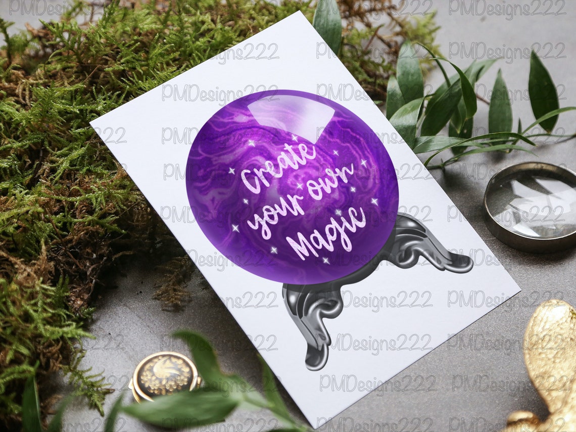 Create Your Own Magic Png, Crystal Ball Sublimation Graphics, Purple ...
