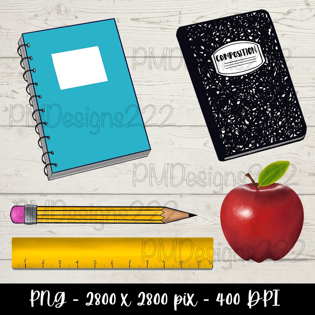 Back to School Clipart, School Supplies Bundle - PNG Files - Printable ...