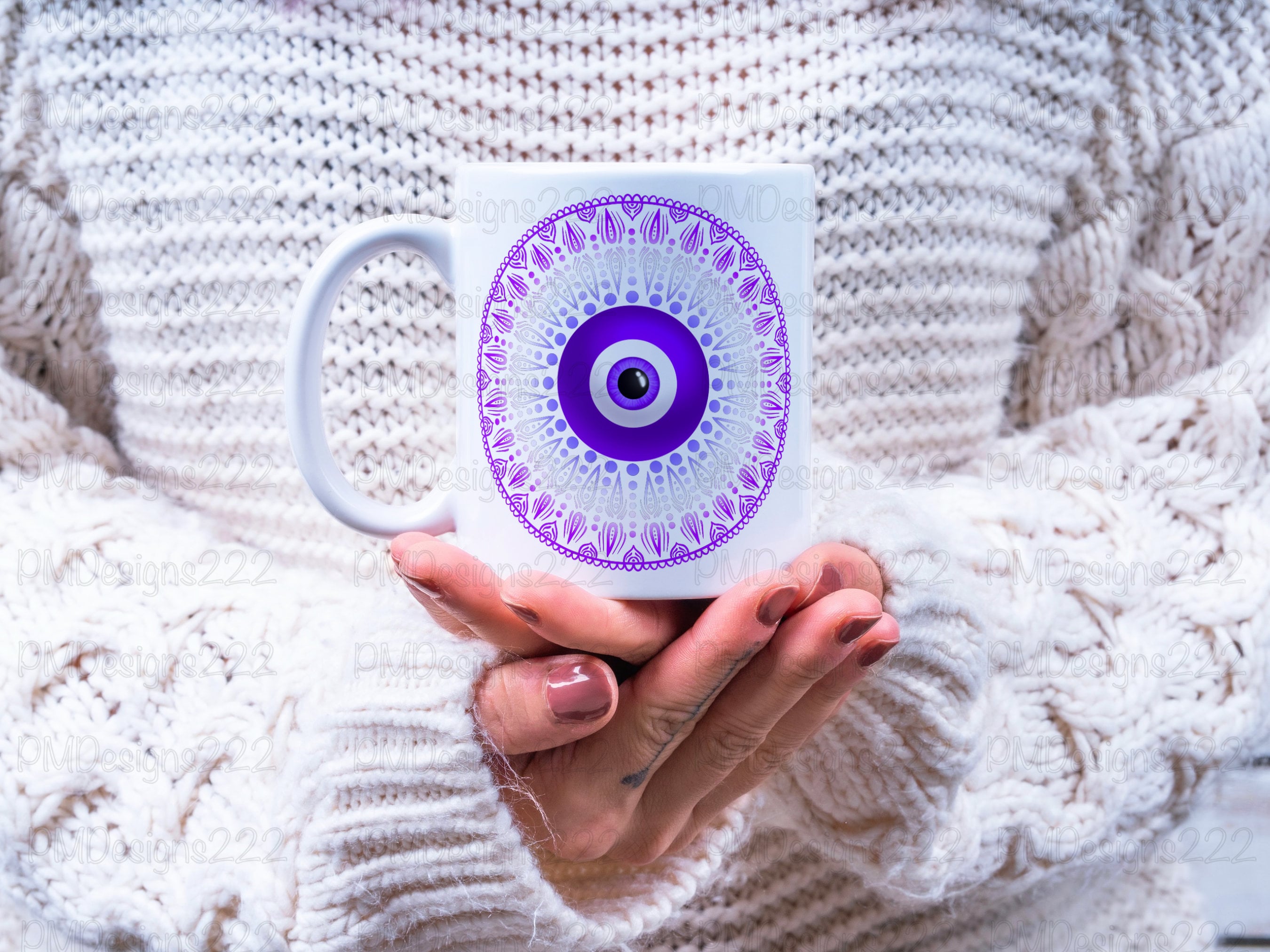 Purple Evil Eye Mandala Png, Evil Eye Wall Art, Empath Protection ...