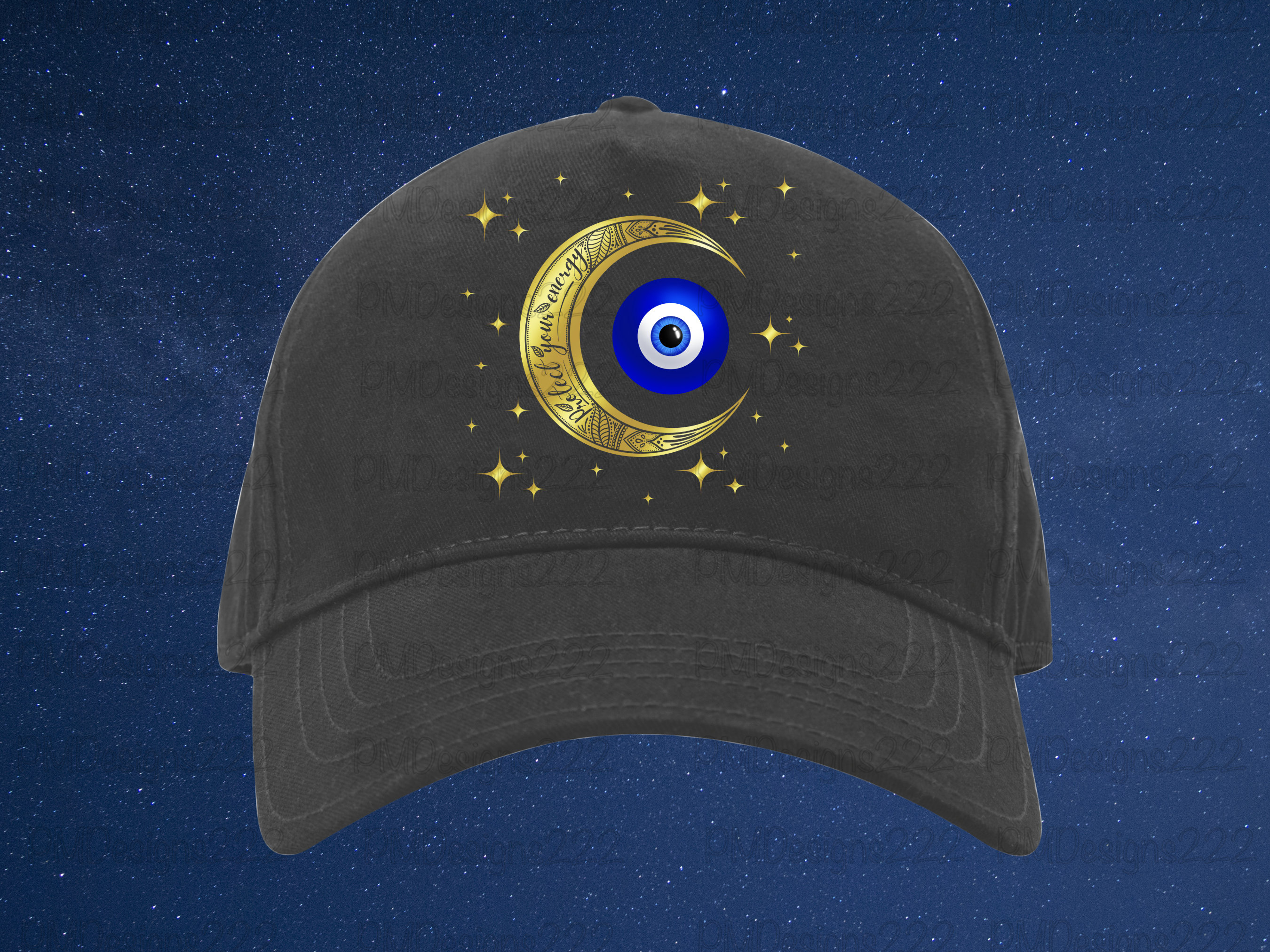 Evil Eye Gold Crescent Moon Png , Evil Eye Wall Art, Empath Protection ...