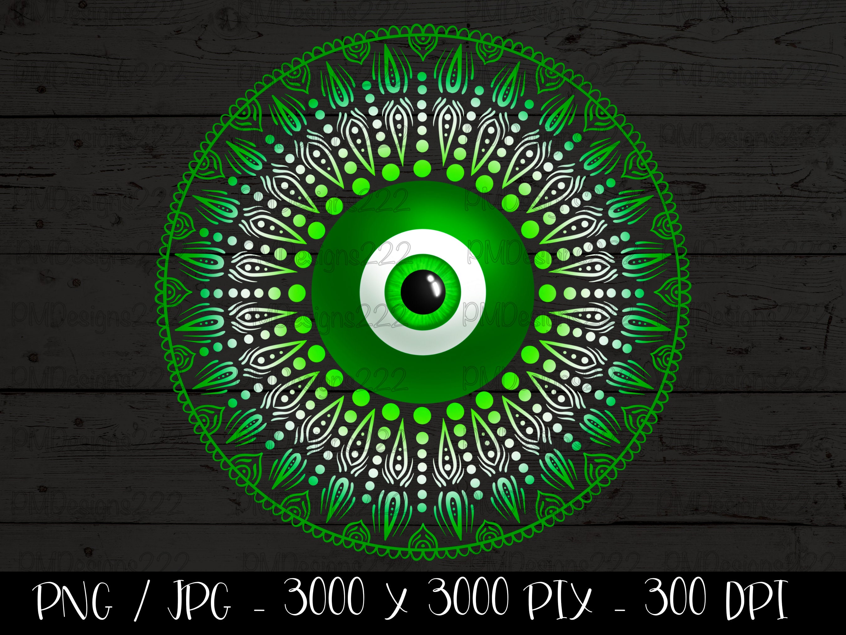 Green Evil Eye Mandala Png, Evil Eye Wall Art, Empath Protection ...