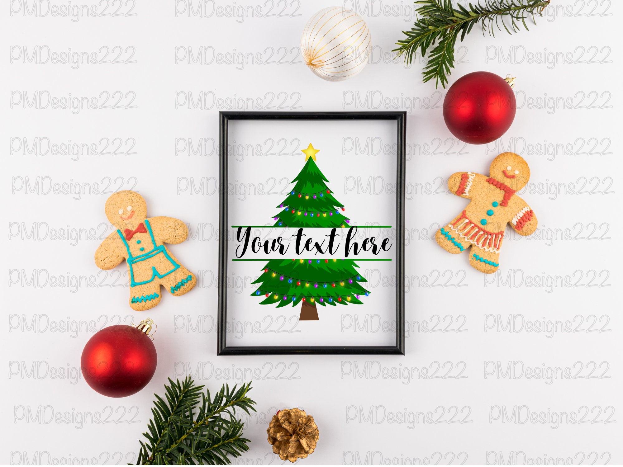 Custom Christmas Tree Name Frame, Personalized Christmas Tree Png for ...