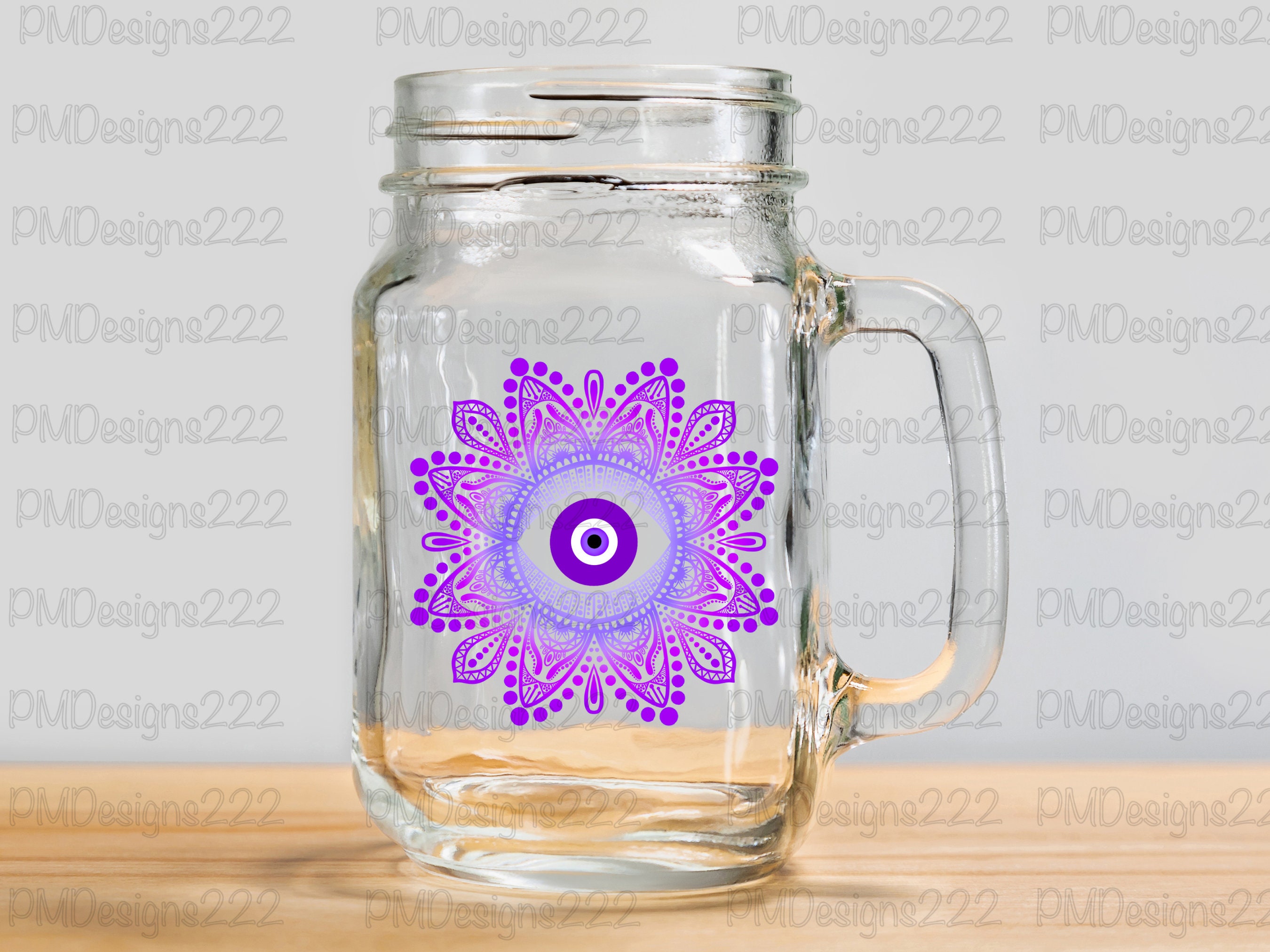 Purple Evil Eye Mandala, Evil Eye Wall Art, Empath Protection, Mandala ...