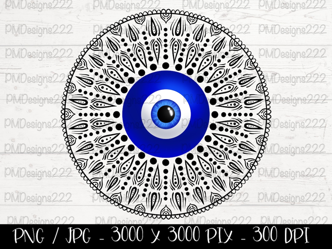 Black Evil Eye Mandala Png, Evil Eye Wall Art, Empath Protection ...