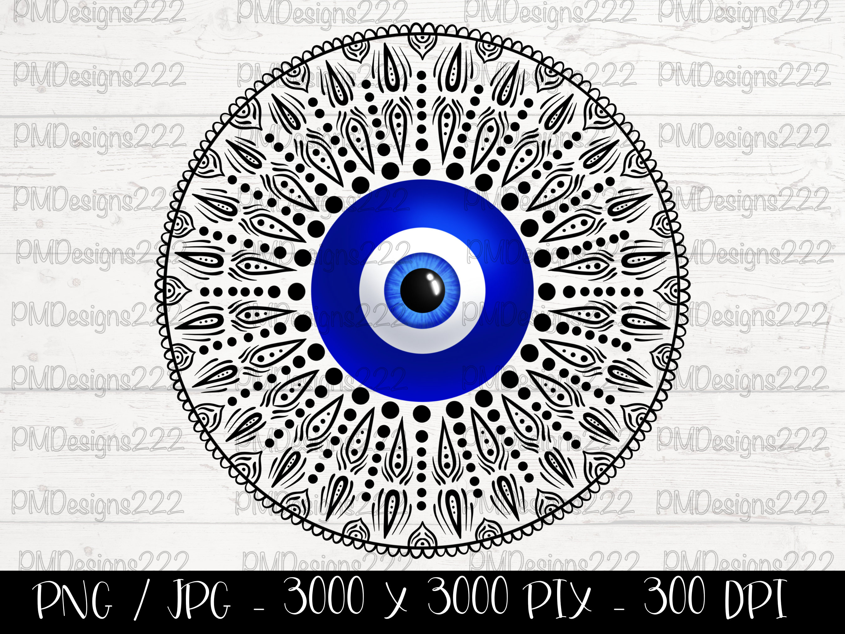 Black Evil Eye Mandala Png, Evil Eye Wall Art, Empath Protection ...