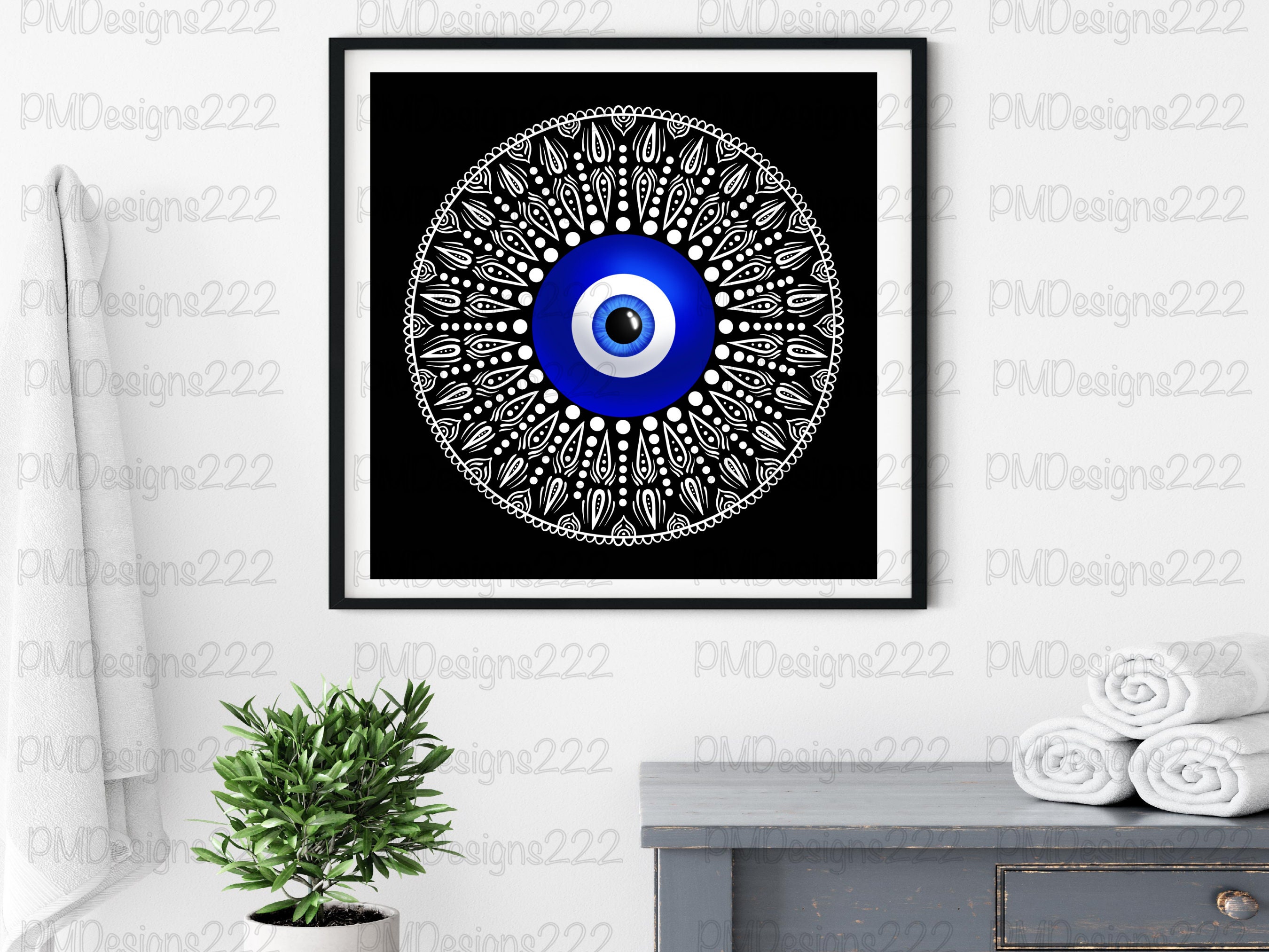 White Evil Eye Mandala Png, Evil Eye Wall Art, Empath Protection ...