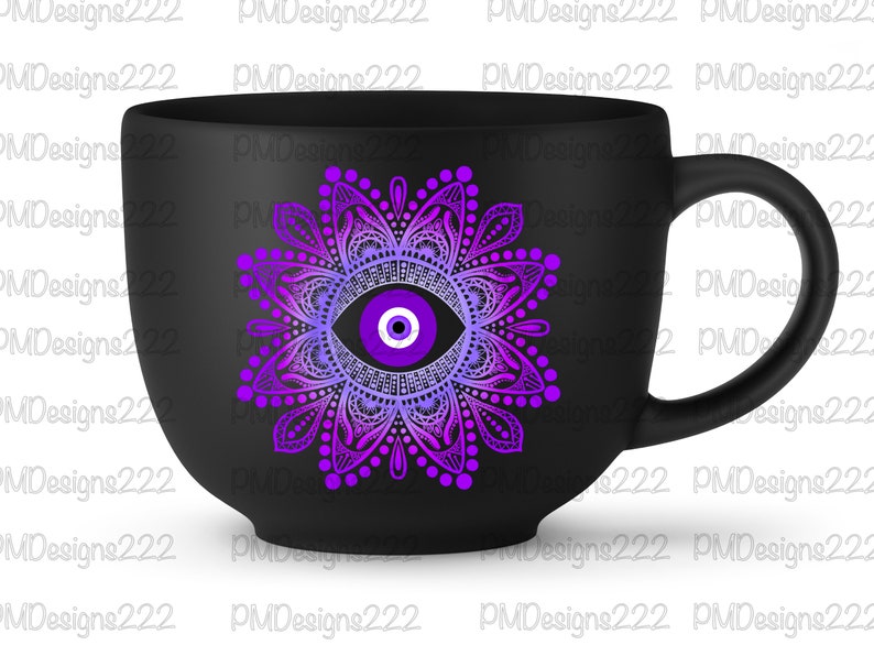 Purple Evil Eye Mandala, Evil Eye Wall Art, Empath Protection, Mandala ...