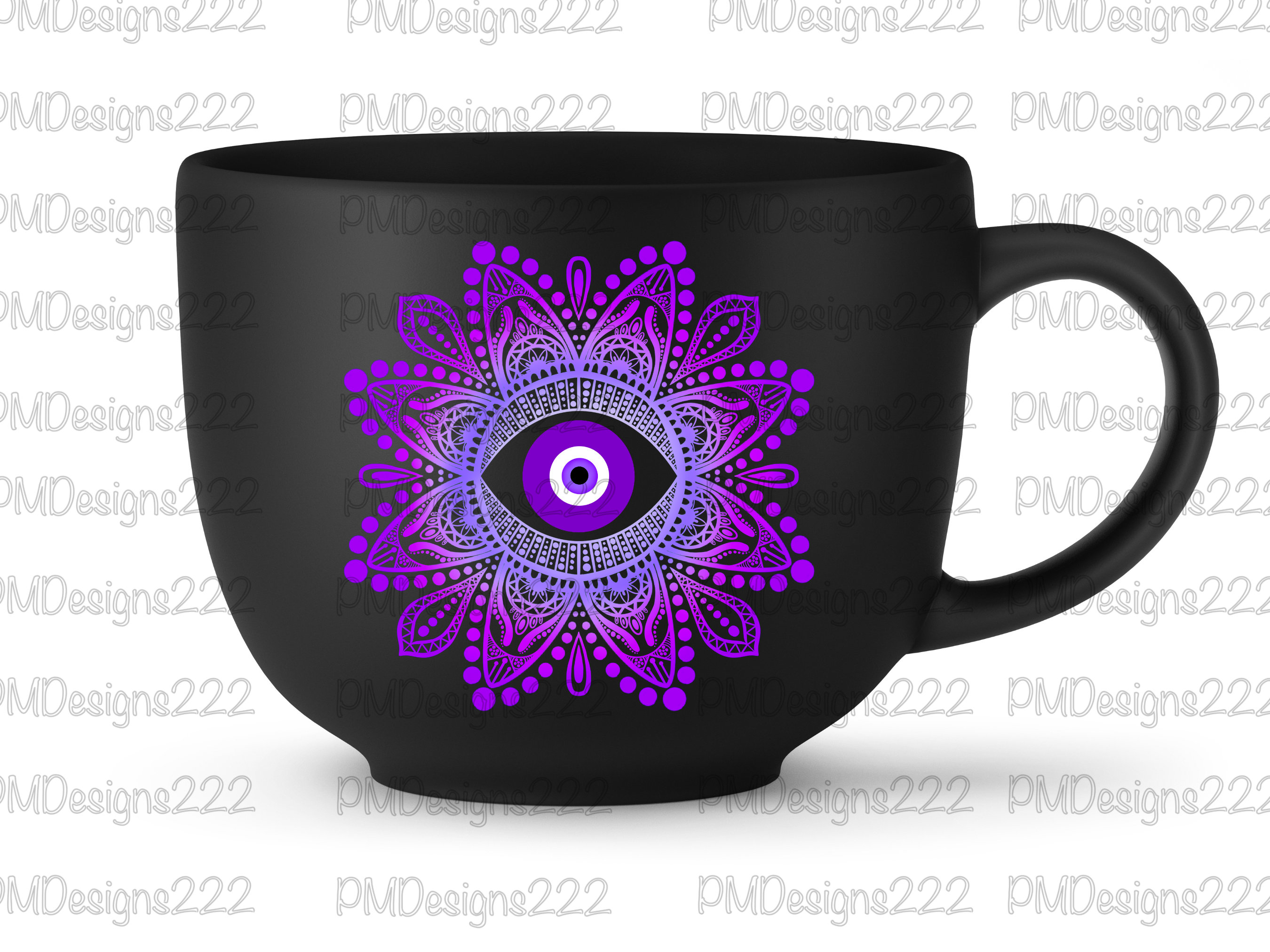Purple Evil Eye Mandala, Evil Eye Wall Art, Empath Protection, Mandala ...