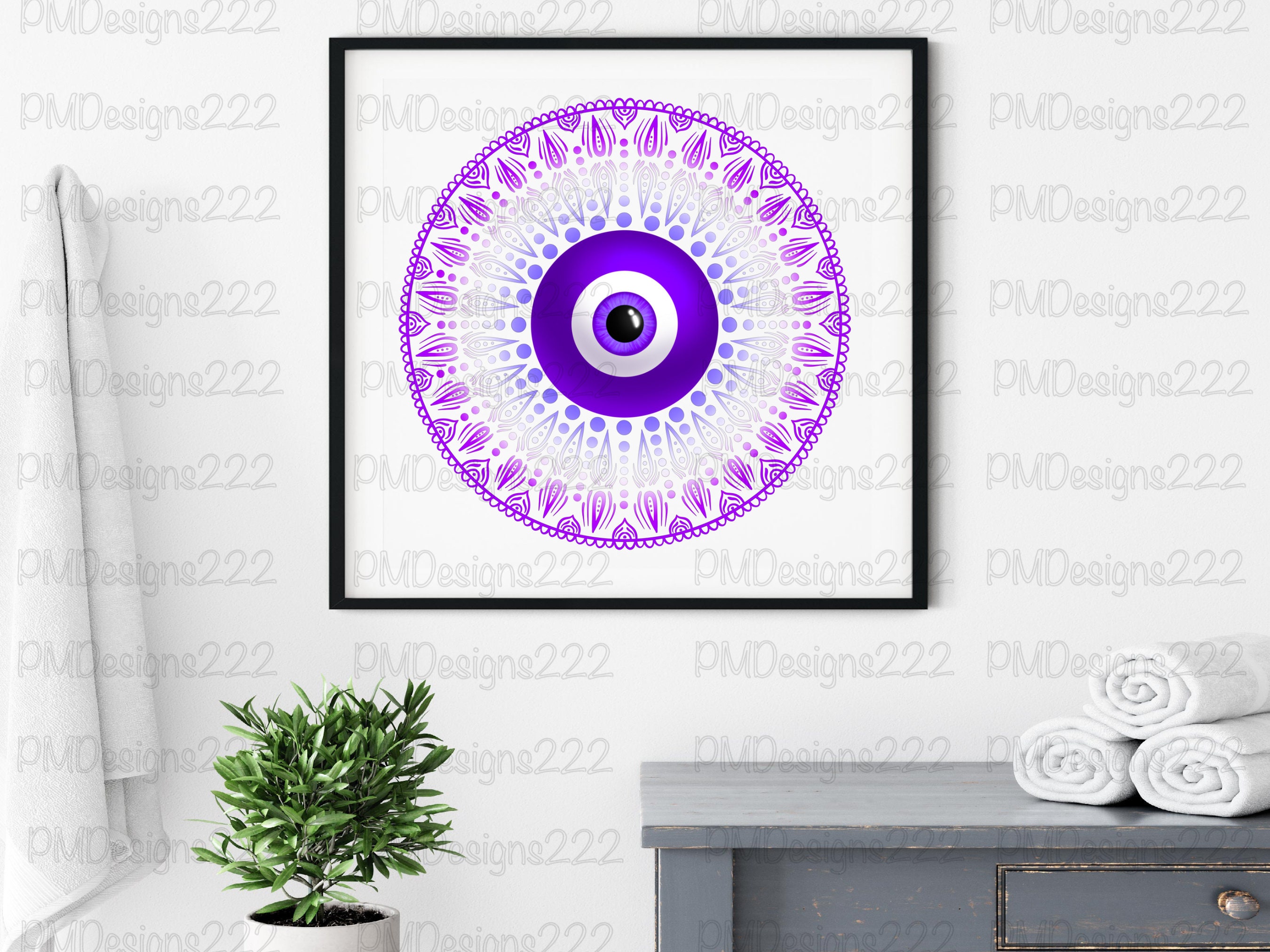 Purple Evil Eye Mandala Png, Evil Eye Wall Art, Empath Protection ...