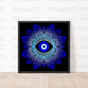Evil Eye Mandala, Evil Eye Wall Art, Empath Protection, Mandala Art ...