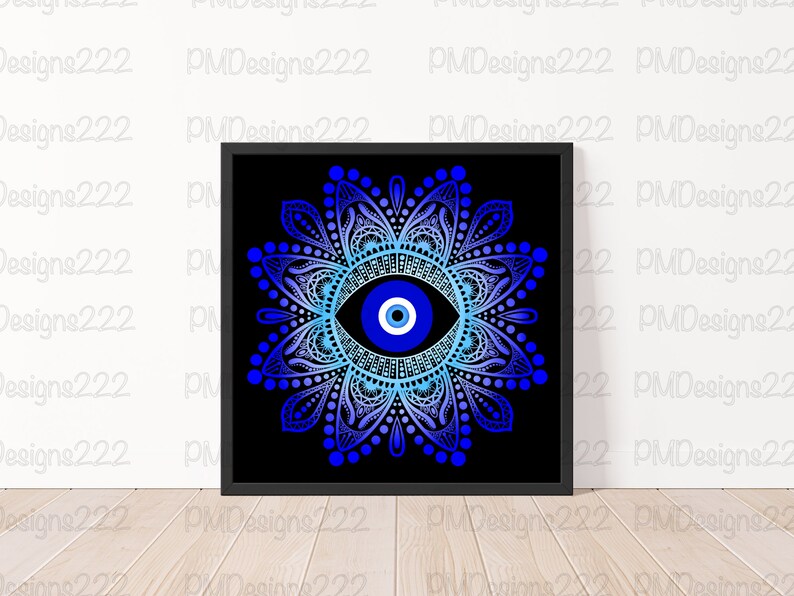 Evil Eye Mandala, Evil Eye Wall Art, Empath Protection, Mandala Art ...