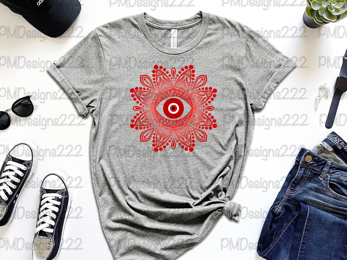 Red Evil Eye Mandala, Evil Eye Wall Art, Empath Protection, Mandala Art ...