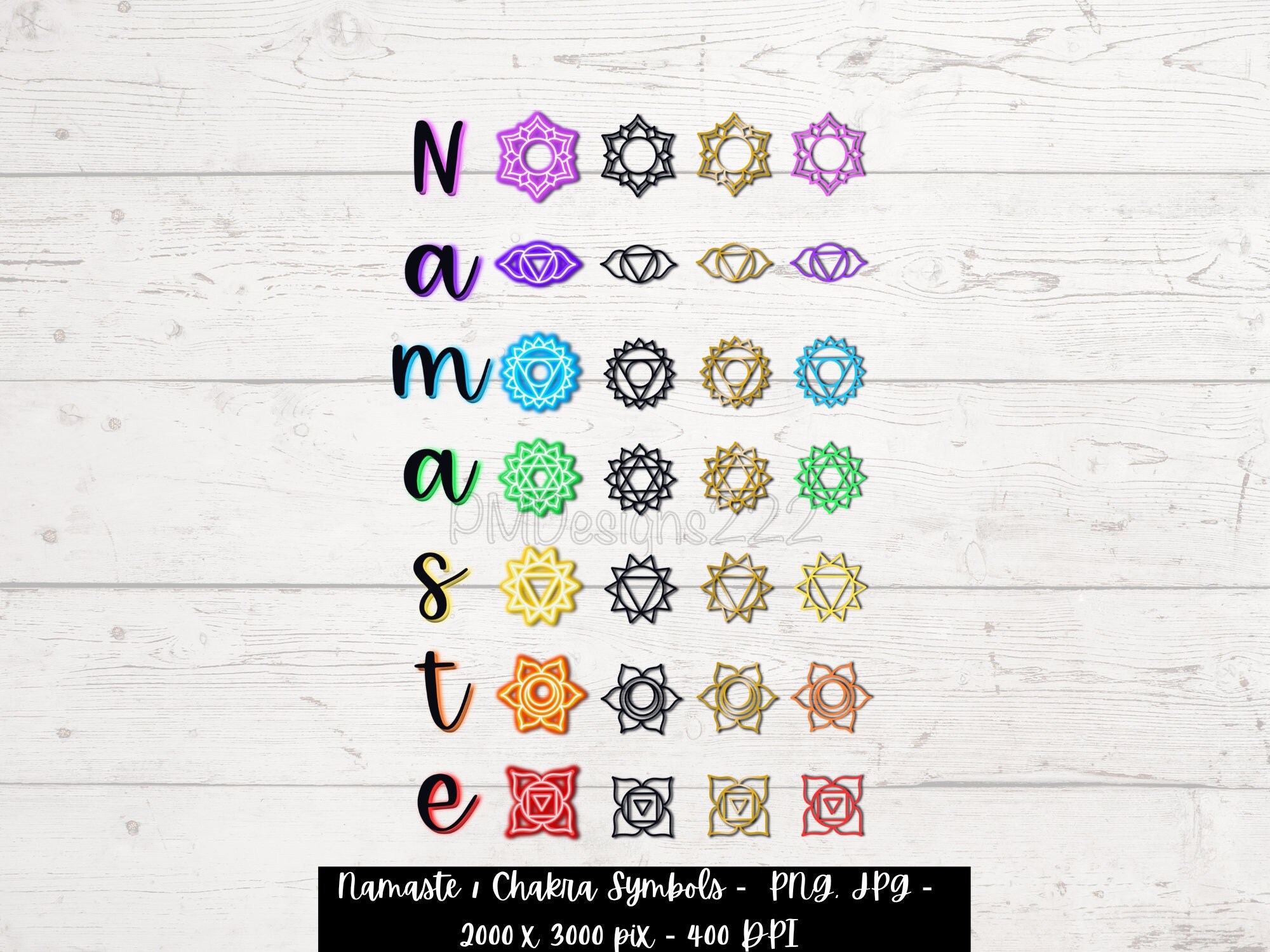 Namaste/chakra Symbols PNG JPEG Printable Digital | Etsy