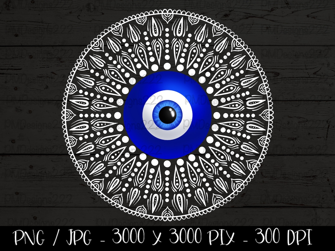 White Evil Eye Mandala Png, Evil Eye Wall Art, Empath Protection ...