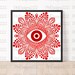 Red Evil Eye Mandala, Evil Eye Wall Art, Empath Protection, Mandala Art ...