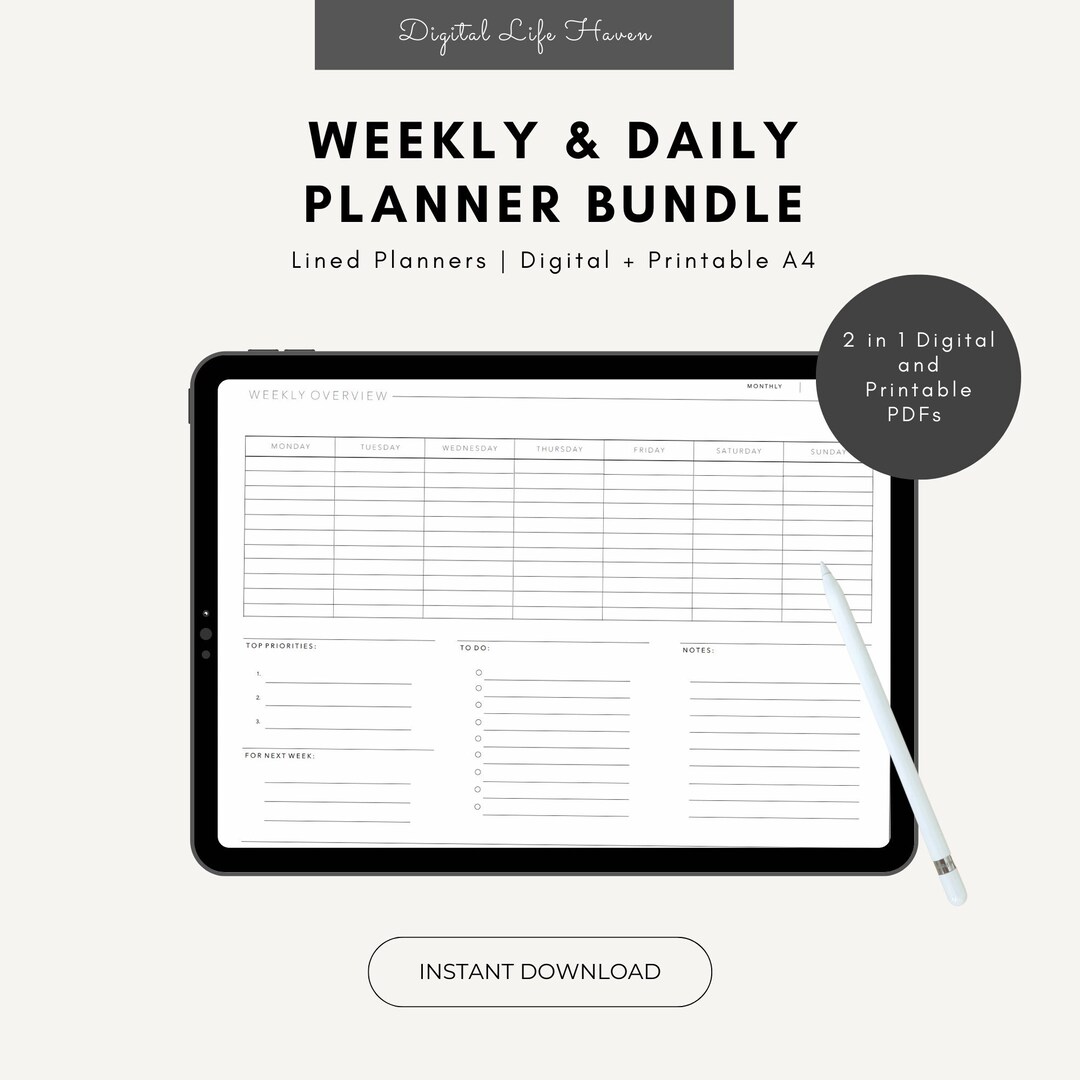 Digital Planner Bundle| Printable Planner Bundle | Productivity Planner ...