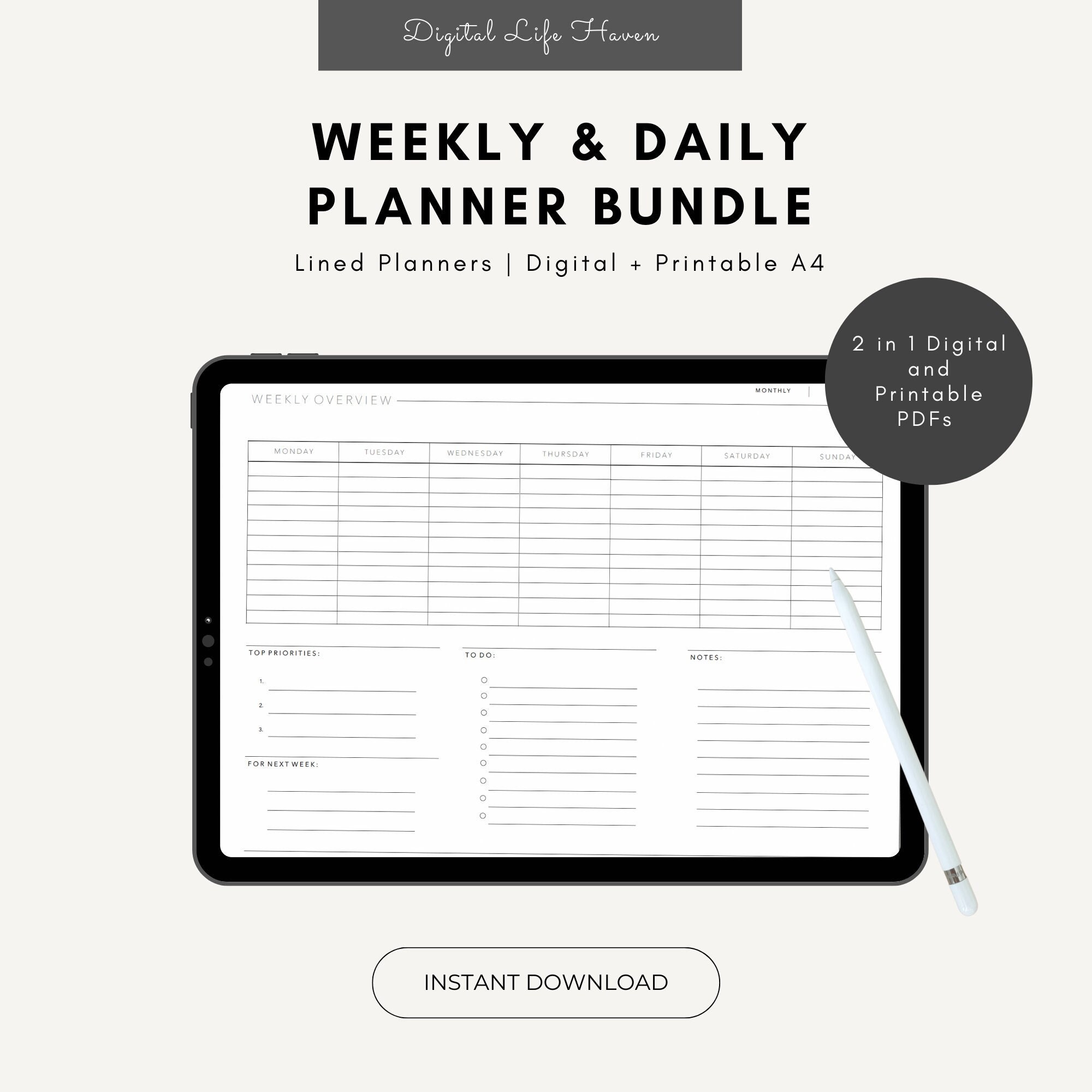 Digital Planner Bundle Printable Planner Bundle Productivity Planner ...