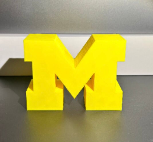 Michigan (M) Plastic Yellow Logo for College Bed Party or Dorm Room ...
