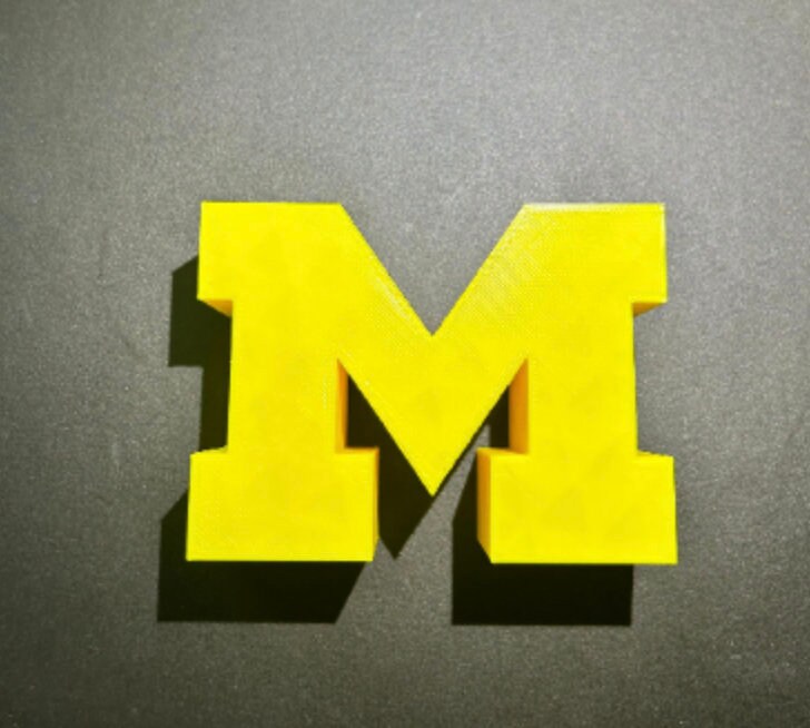 Michigan (M) Plastic Yellow Logo for College Bed Party or Dorm Room ...
