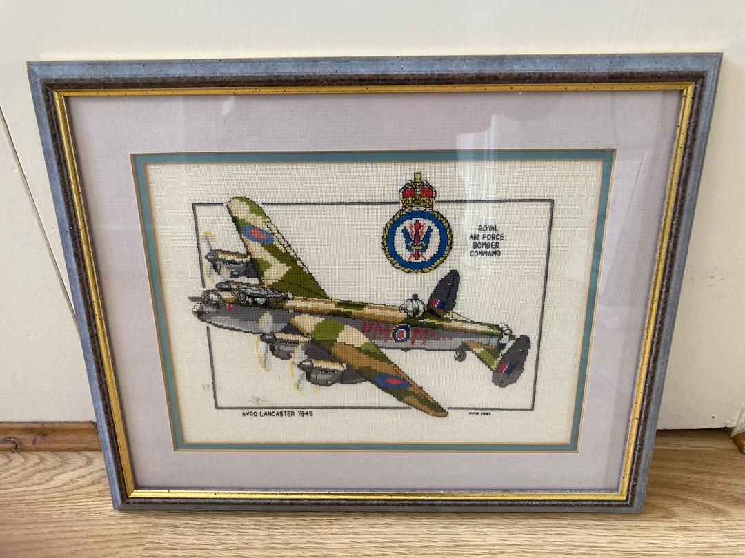 AVRO Lancaster Bomber Command Hand Embroidery Framed and Perspex Glazed ...